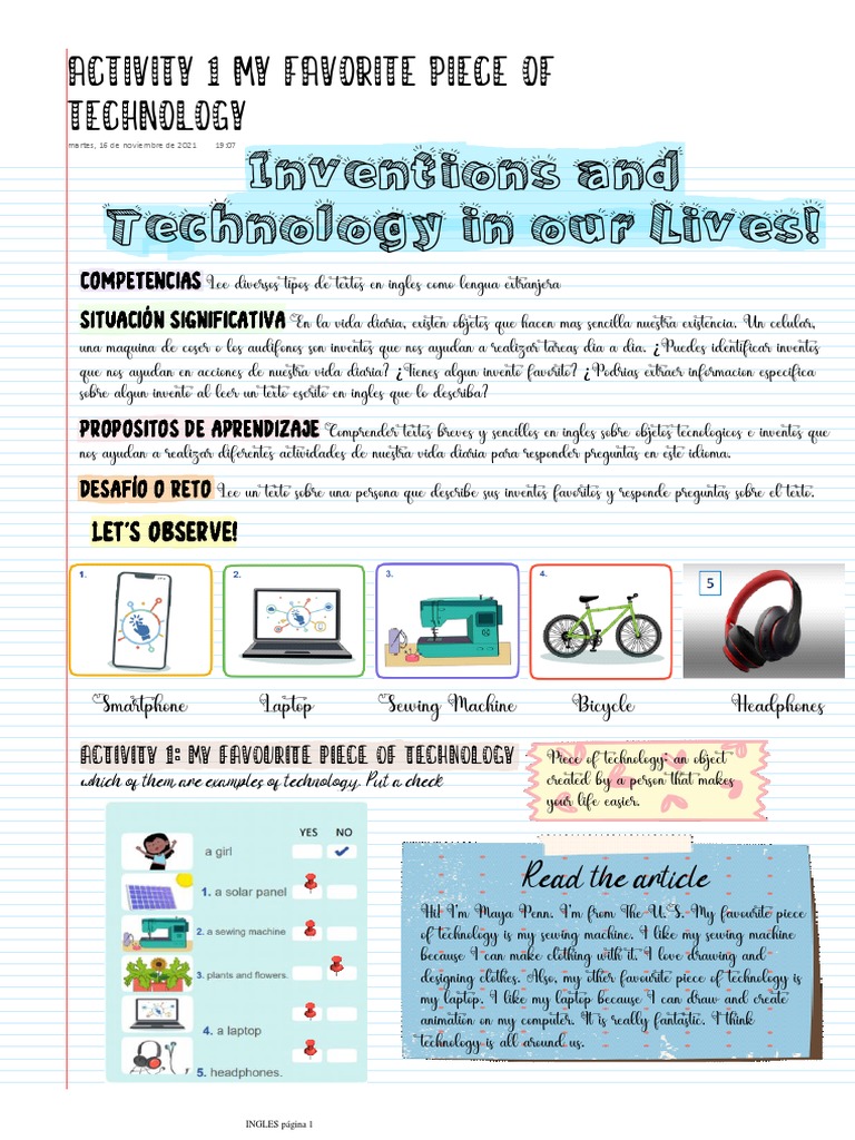 ACTIVITY 1 My favorite piece of technology | PDF