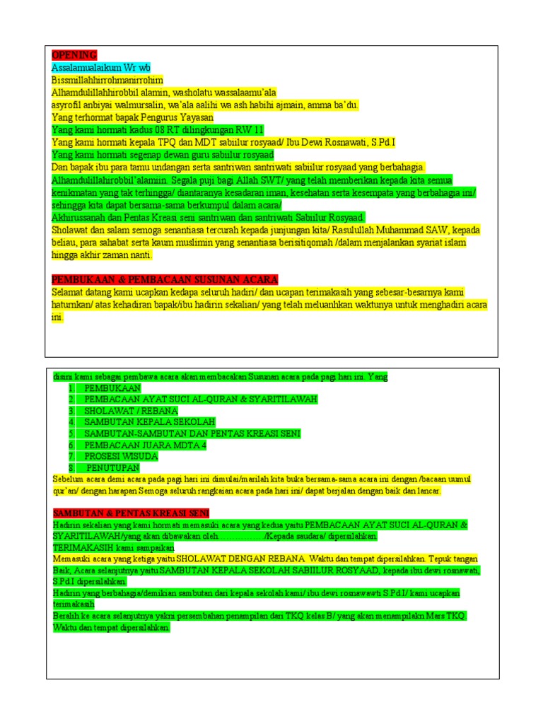Cue Card MC Isi | PDF
