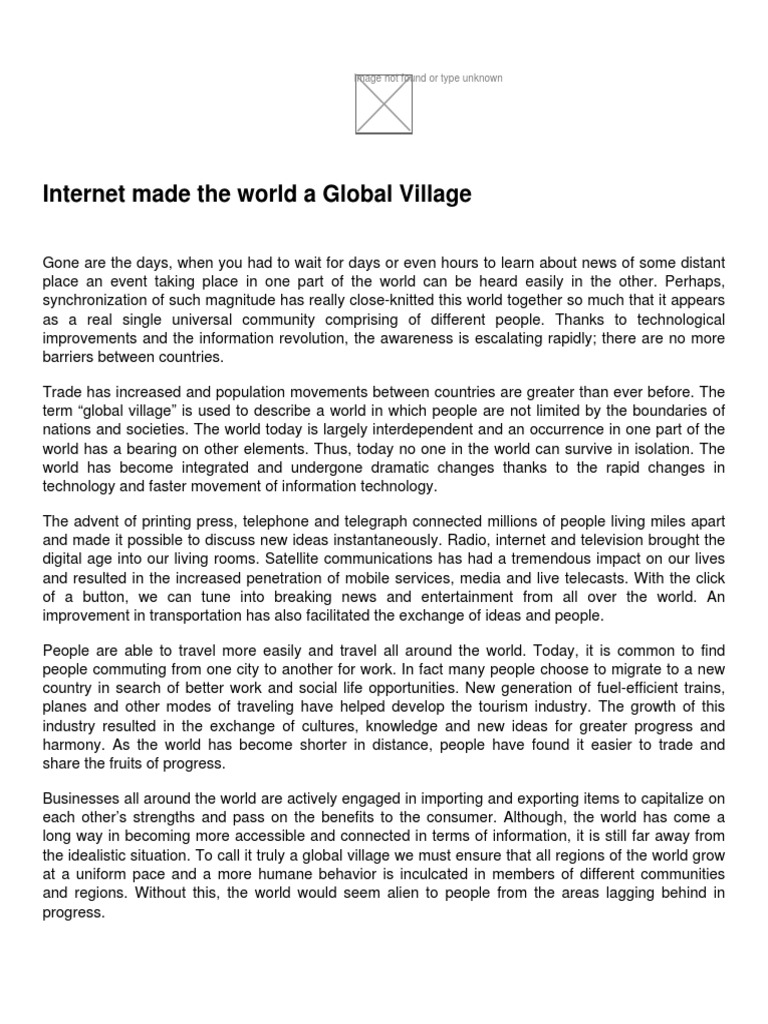 Internet's Role in a Global Village | PDF | Social Science | Computers