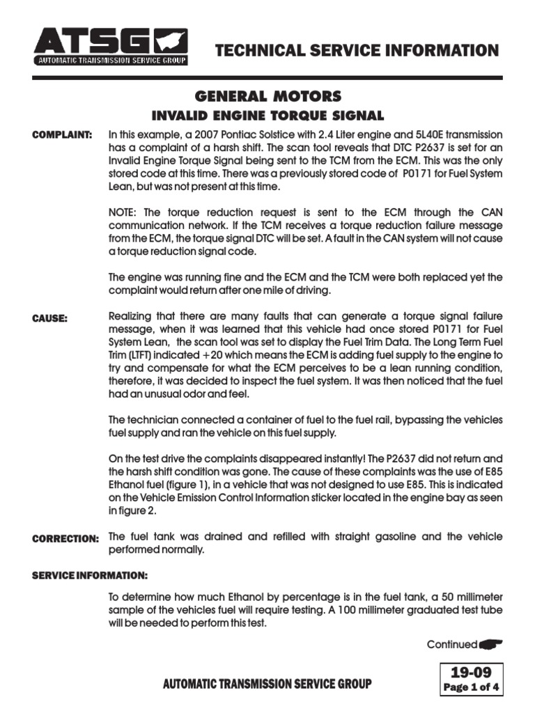 19 09 GM Invalid Torque Signal | PDF | Ethanol Fuel | Gasoline