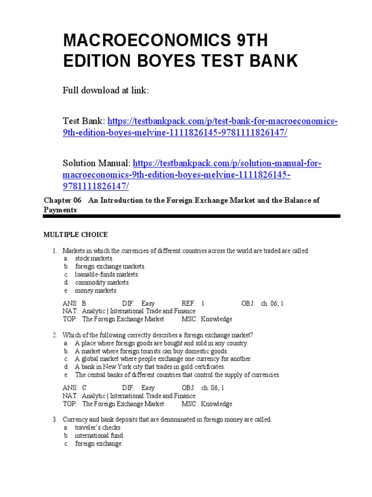Macroeconomics 9th Edition Boyes Test Bank Download | PDF