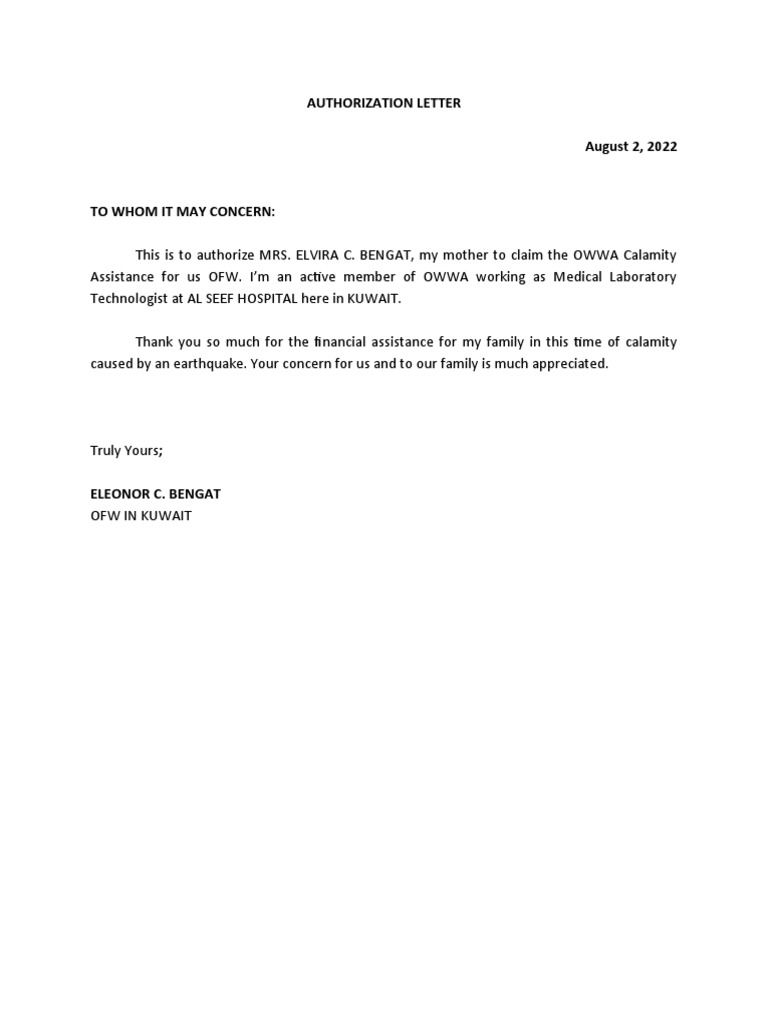 Authorization Letter | PDF