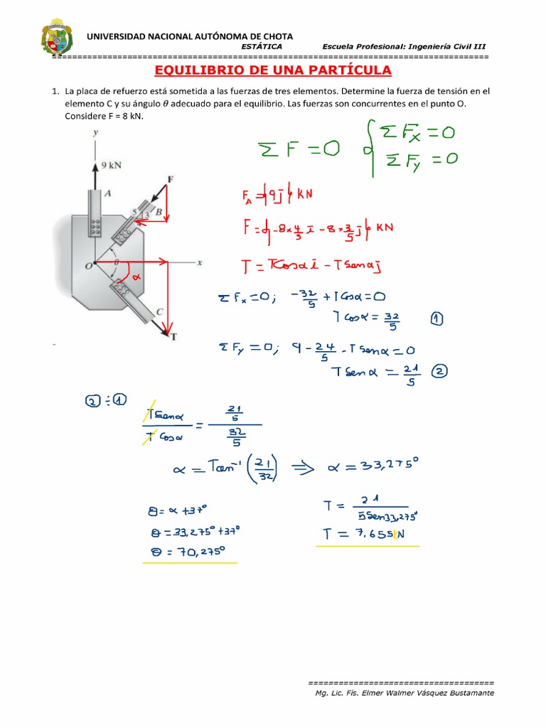 Taller 01 EQUILIBRIO DE UNA PARTÍCULA | PDF