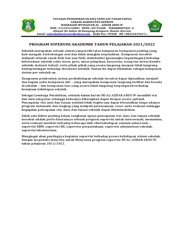 A3.1 Program Supervisi | PDF