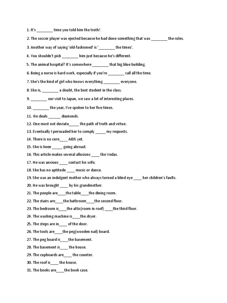 Preposition Questions | PDF