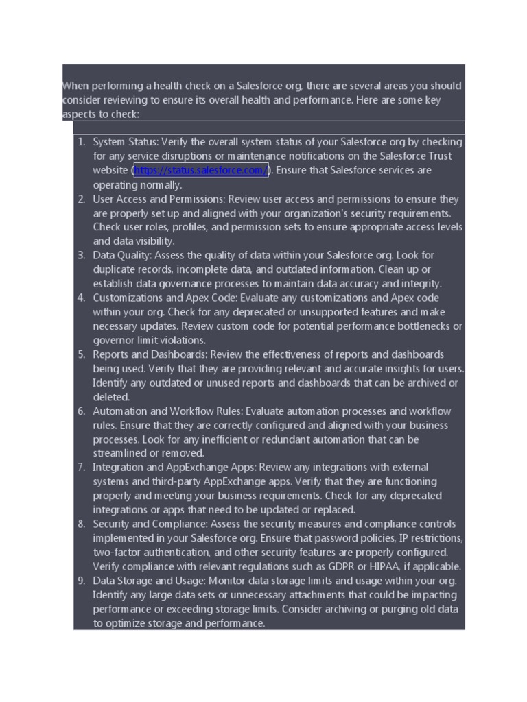 Org Health Check | PDF