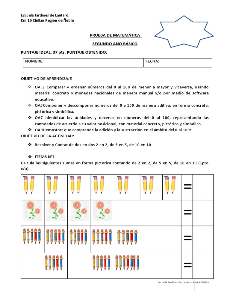 Evaluación de 2do Básico Matemática | PDF