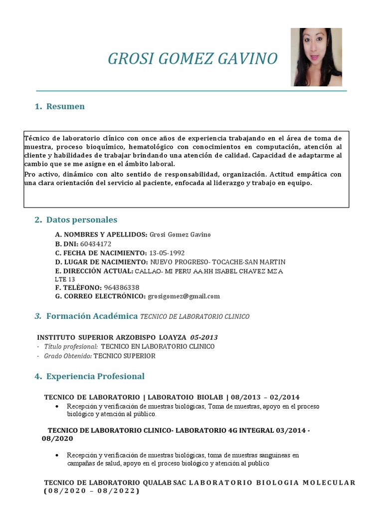 CV Gomez | PDF | Laboratorios