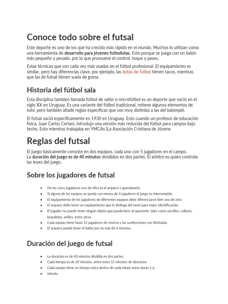 Conoce Todo Sobre El Futsal | PDF | Asociación de Futbol | Códigos de ...
