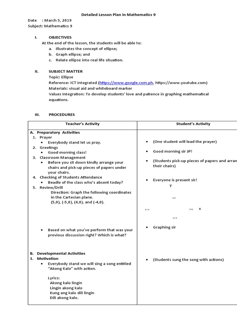Detailed Lesson Plan in Mathematics 9 | PDF
