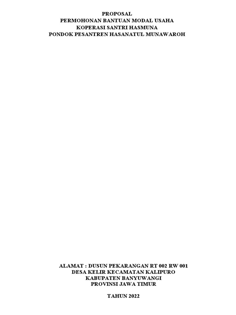 PROPOSAL Modal Usaha | PDF