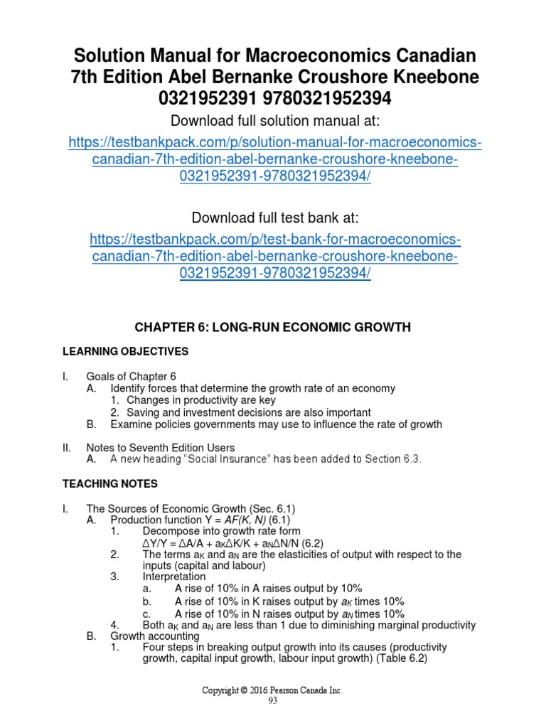 Macroeconomics Canadian 7th Edition Abel Solutions Manual Download ...