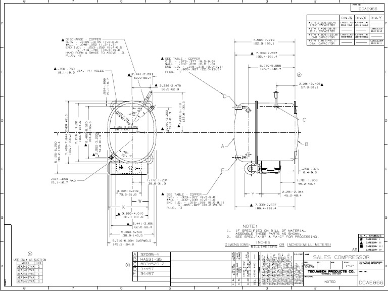 Tecumseh Aea2413yxa Drawing Data 690094 | PDF