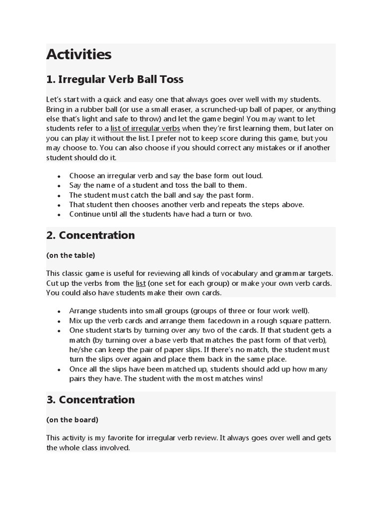 Irrgular Verbs | PDF