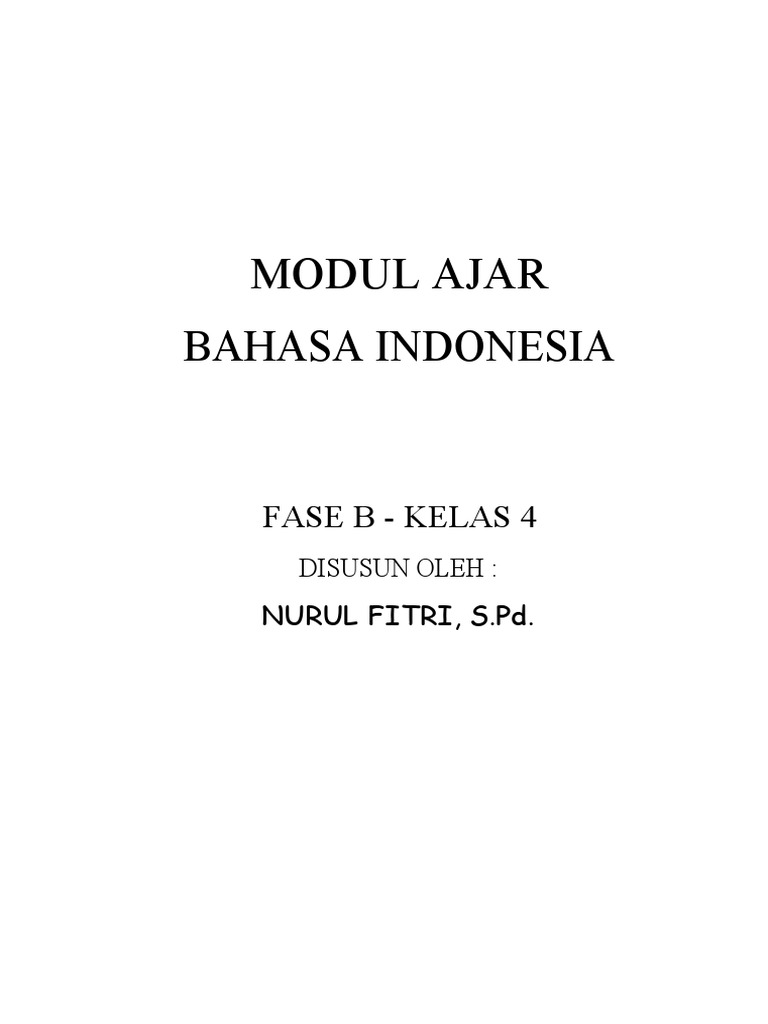 Modul Ajar Bahasa Indonesia Kelas 4 SD ADIKSIMBA | PDF