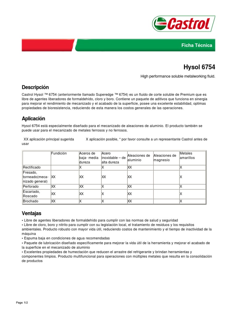 Ficha Tecnica Hysol 6754 Spanish | PDF