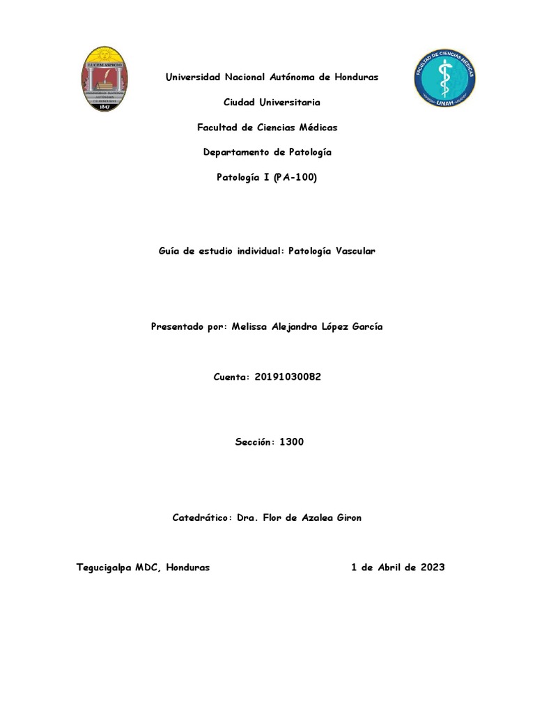 Guía de Estuidio Patología I Patología Vascular | PDF