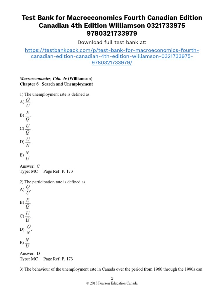 Macroeconomics Test Bank: Unemployment Insights | PDF