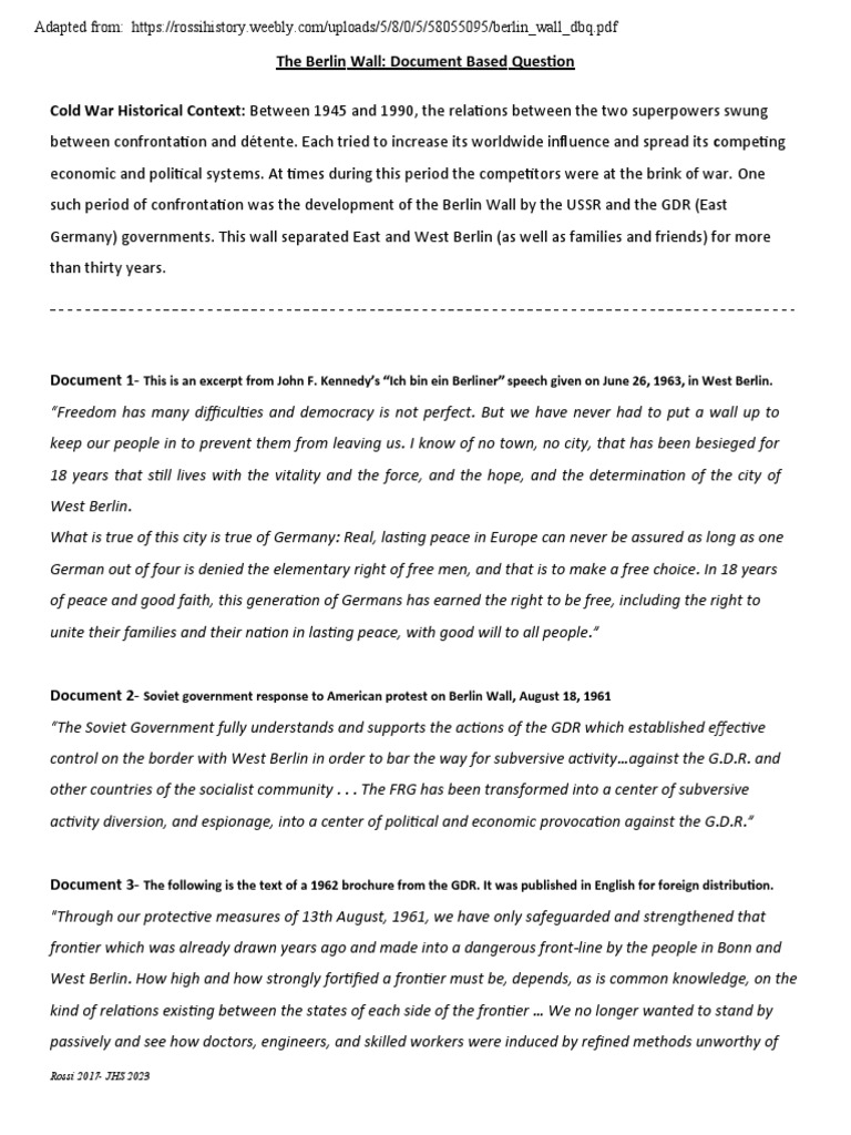 Berlin Wall DBQ | PDF