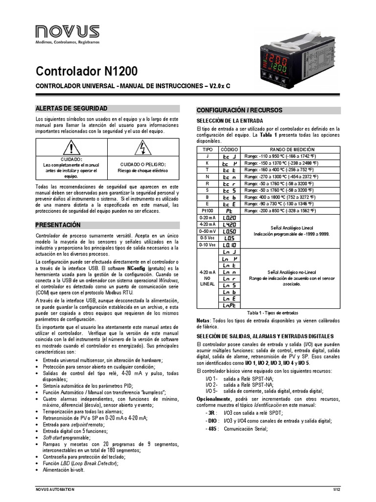 Manual Novus n1200 | PDF