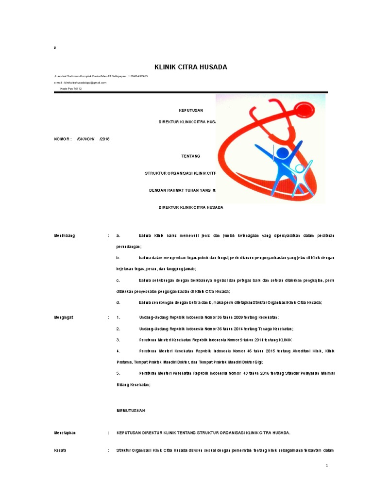 Struktur Organisasi Klinik Citra Husada | PDF | Bisnis | Sains & Matematika