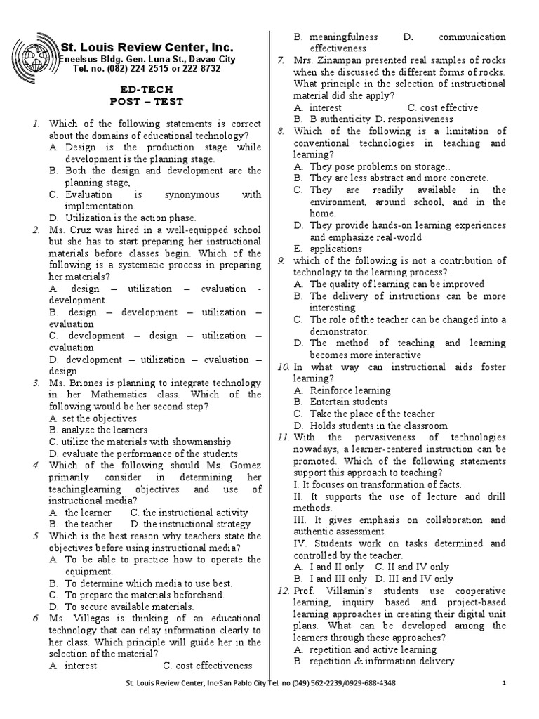 Educational Technology Test Questions and Answers | PDF
