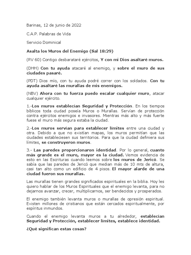 Asalta Los Muros Del Enemigo 12,06,2022 | PDF Asalta Los Muros Del Enemigo 12,06,2022 | PDF