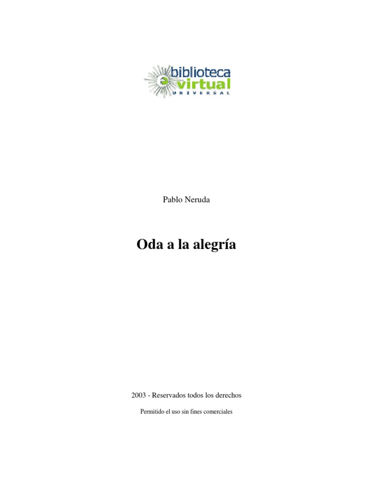 Oda A La Alegría: Pablo Neruda | PDF