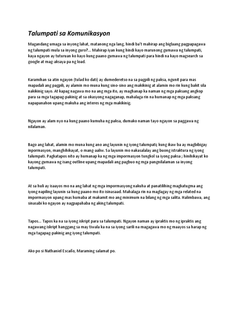 Talumpati sample | PDF