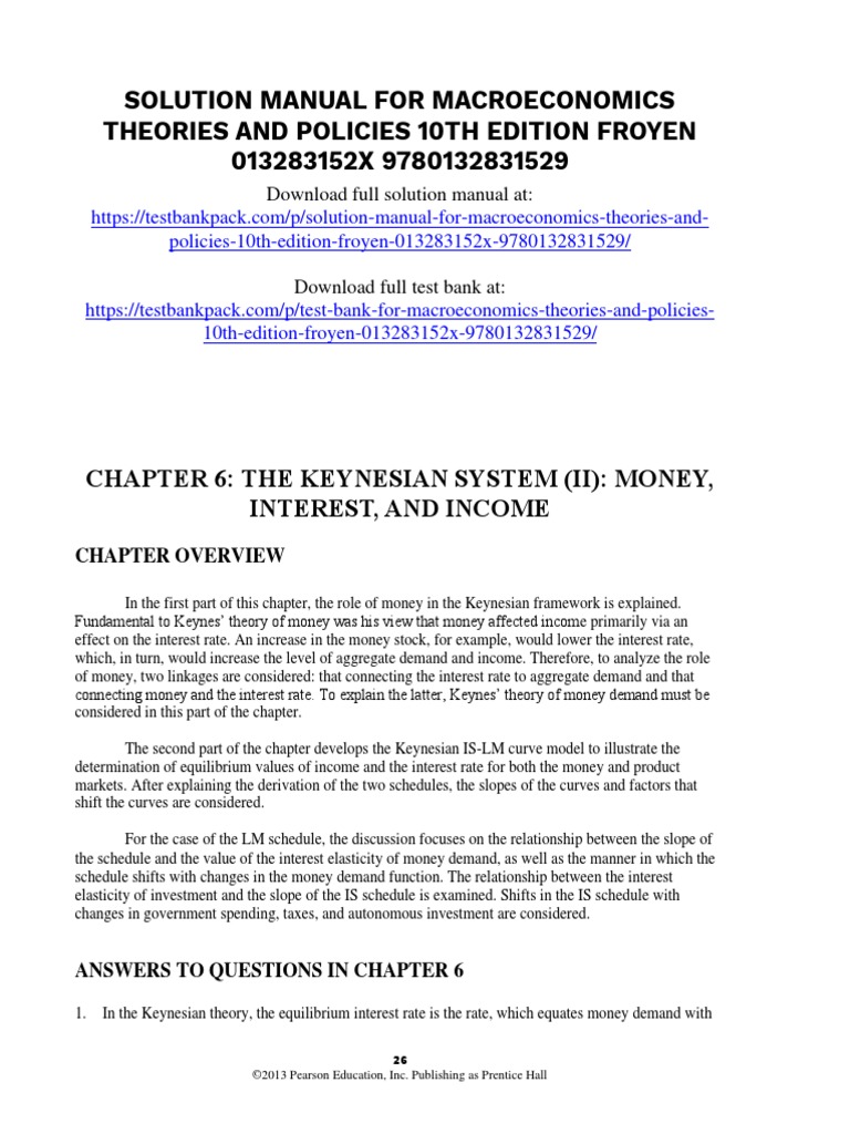 Macroeconomics Theories and Policies 10th Edition Froyen Solutions Manual Download | PDF ...