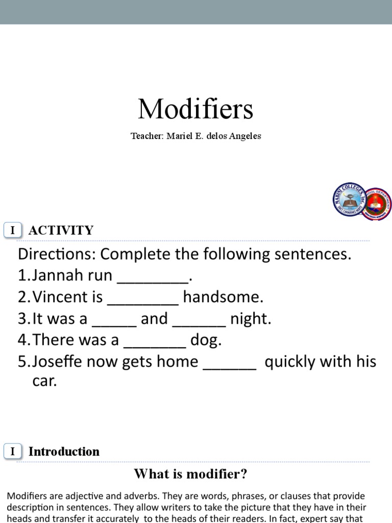 Modifiers (ADJECTIVE & ADVERB) | PDF