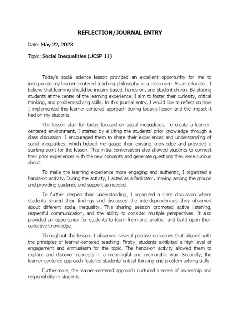 REFLECTION JOURNAL Fourth Quarter | Download Free PDF | Learning | Behaviorism