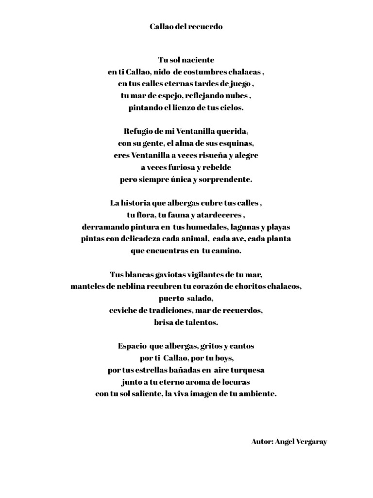 Poema al Callao: Recuerdos y Tradiciones | PDF