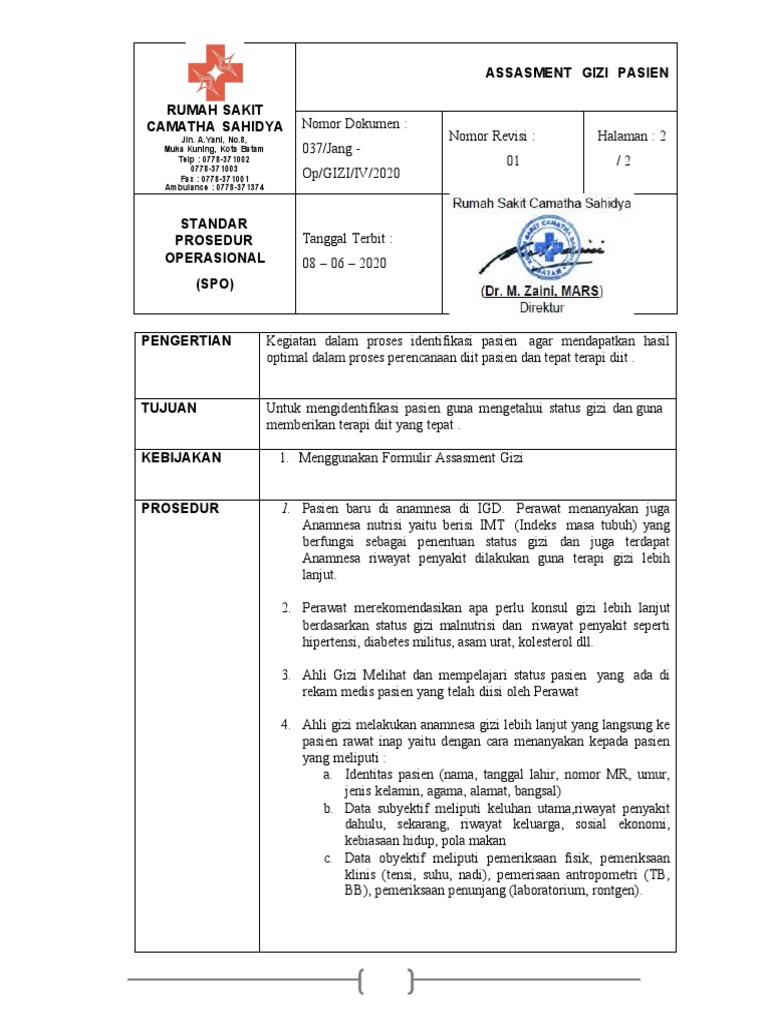 Asessment Gizi Pasien di Rumah Sakit | PDF