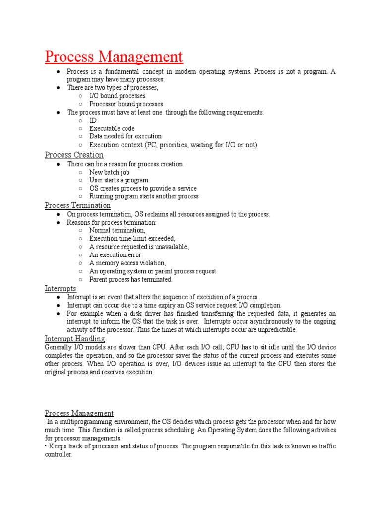 Process Management | PDF | Process (Computing) | Operating System Process Management | PDF | Process (Computing) | Operating System