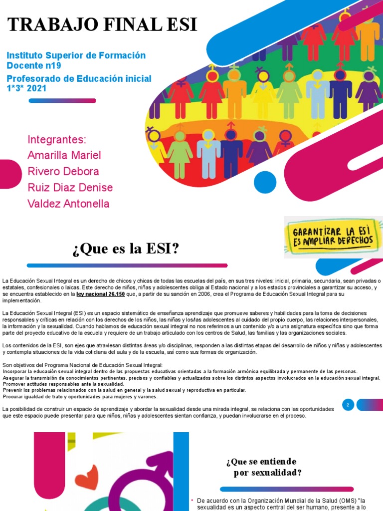 Trabajo Final Esi | Descargar gratis PDF | La sexualidad humana | Educación sexual
