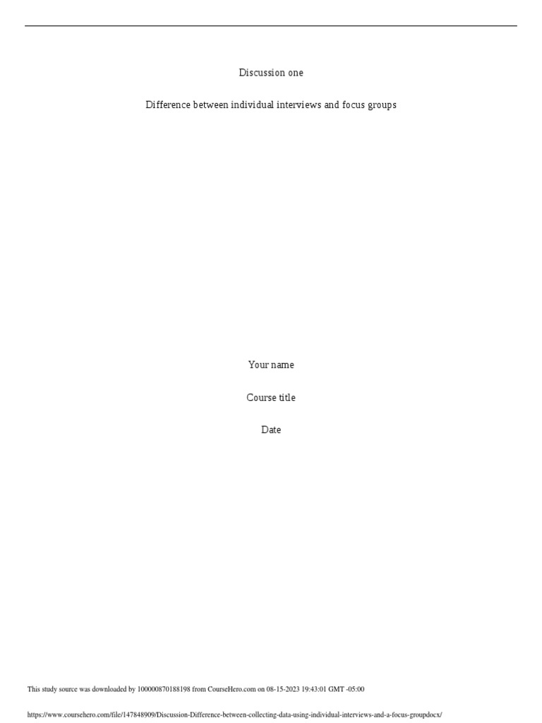 Discussion Difference Between Collecting Data Using Individual ...