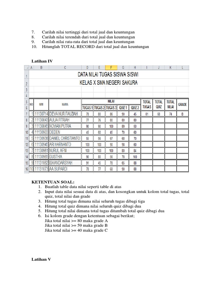 Modul Materi Microsoft Excel 2010 | PDF | Metode & Bahan Ajar