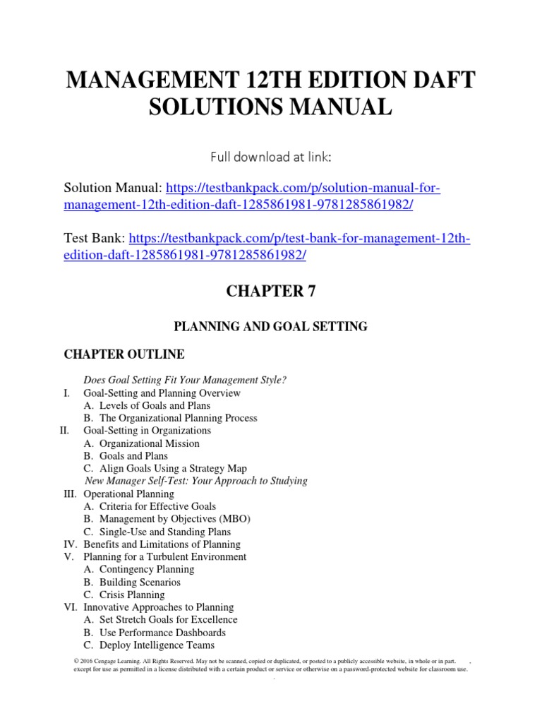 Management 12th Edition Daft Solutions Manual Download | PDF | Goal ...
