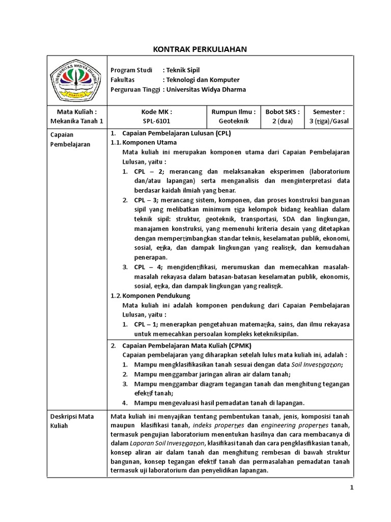 Kontrak Perkuliahan | PDF | Teknologi & Rekayasa