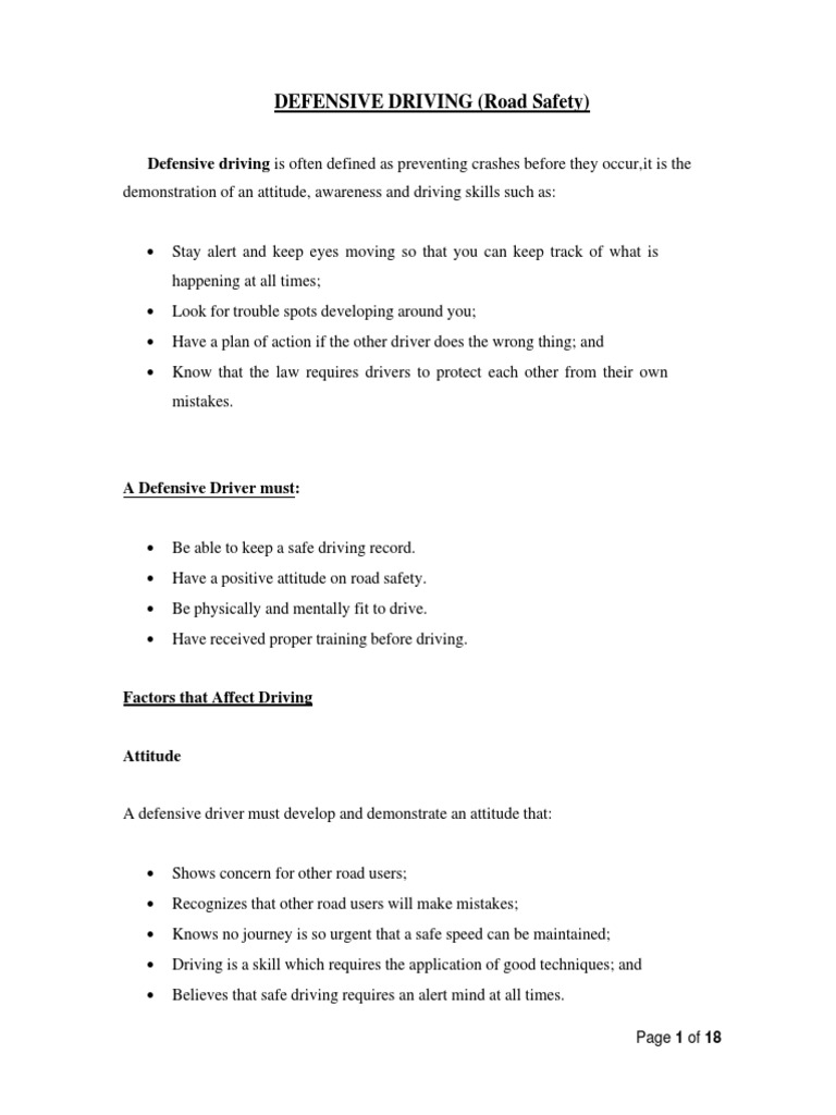 Defensive Driving | PDF