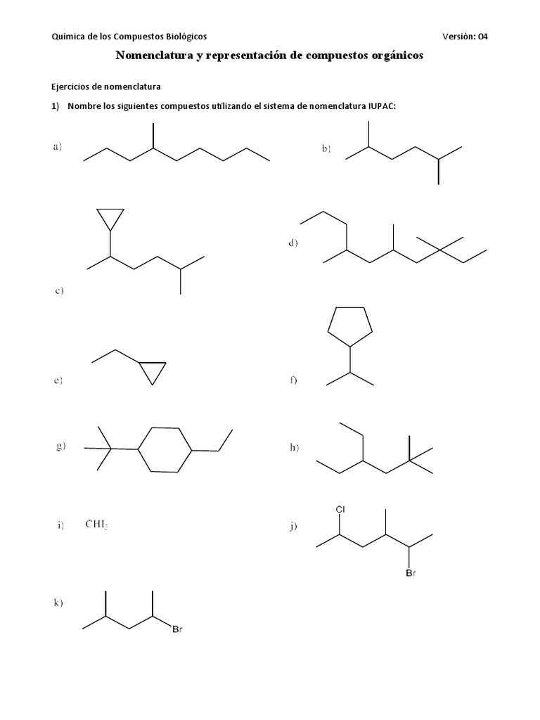 Ejercicios De Nomenclatura Qcb 2023 V4 Pdf 