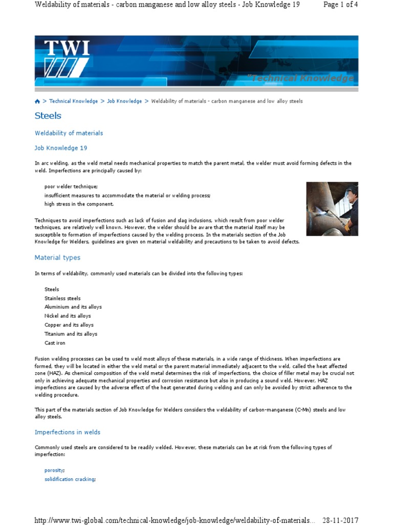 Weldability of Material TWI | PDF | Construction | Welding