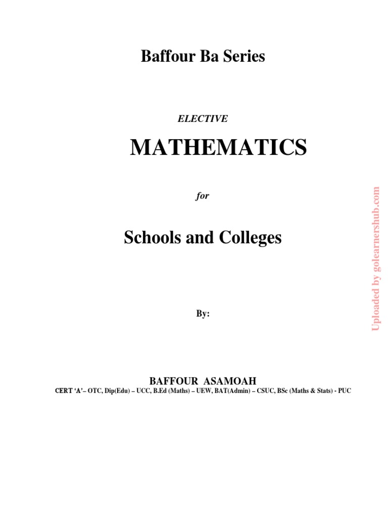 Bafour Ba Elective Math Book | PDF | Trigonometric Functions | Set ...