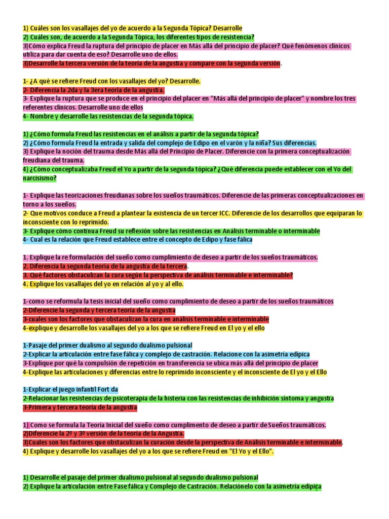 Modelo de Preguntas Tercer Parcial | PDF | Sigmund Freud | Mente inconsciente