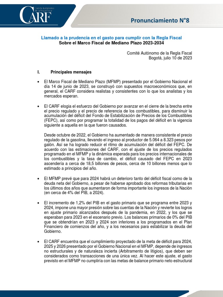 Pronunciamiento CARF | PDF