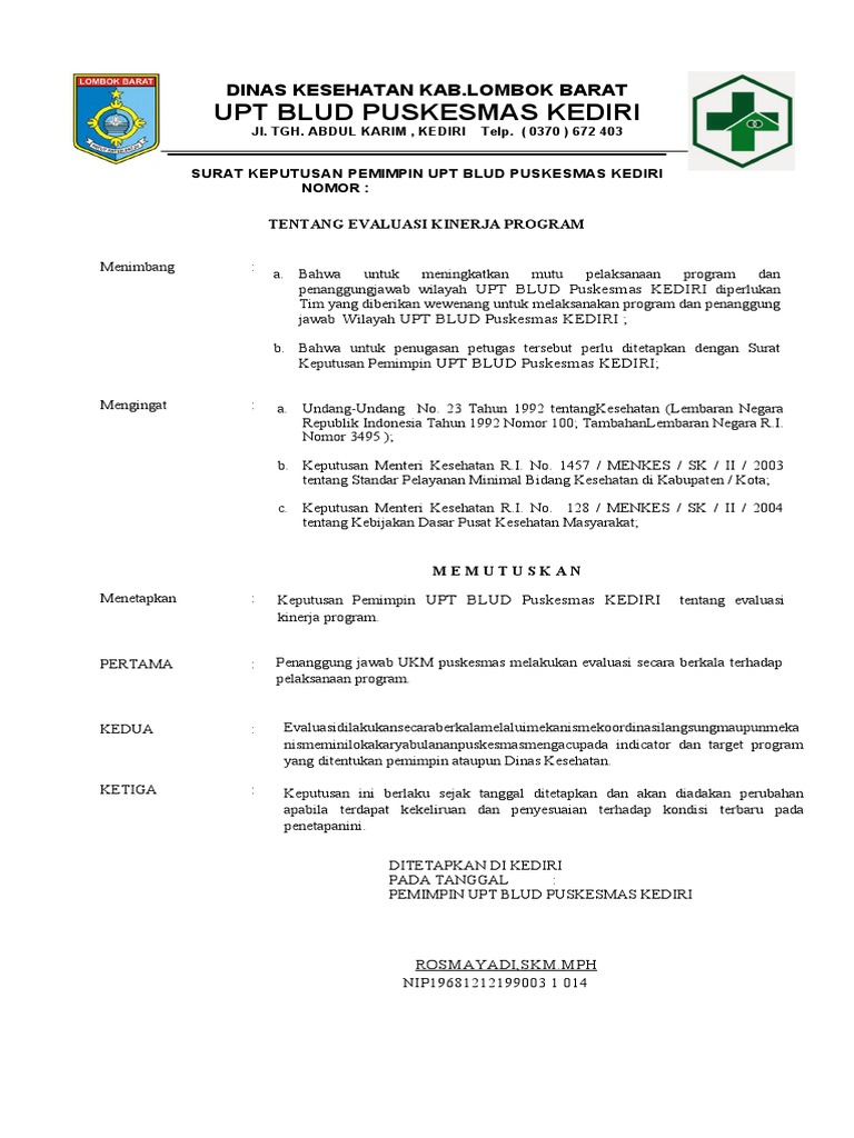 SK Evaluasi Kinerja Program | PDF