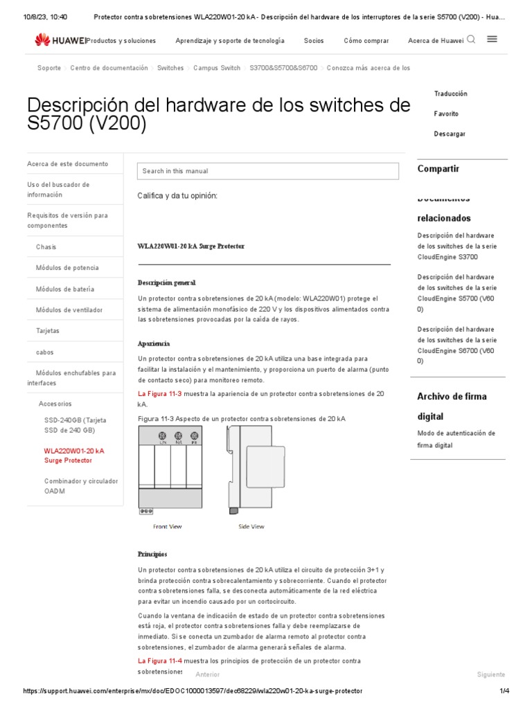 Protector Contra Sobretensiones WLA220W01-20 Ka - Descripción Del ...