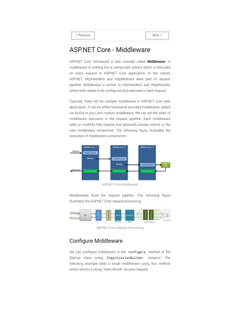 ASP.NET Core - Middleware | PDF