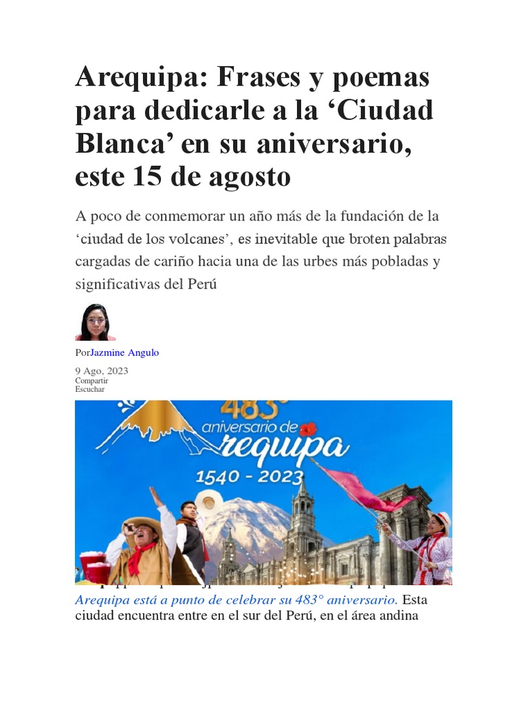 Arequipa | PDF | Amor | Perú